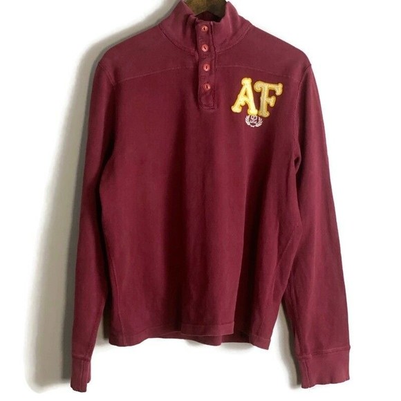 Abercrombie & Fitch | Shirts | Vtg Abercrombie Fitch Mens Red Henley Long Sleeve Sweatshirt Size ...